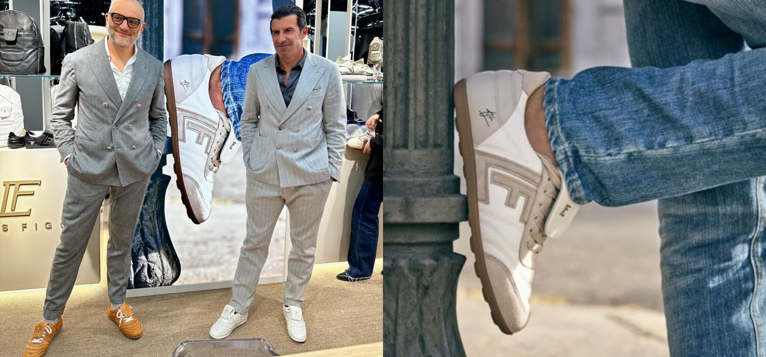 Luìs Figo is serious in fashion with trainers made in Italy ...